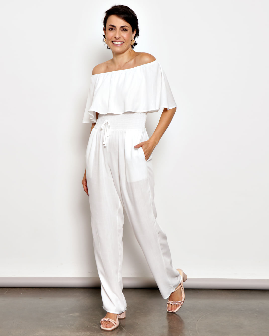 Macacão Feminino Longo Viscose Ciganinha Off White | Lojas Torra