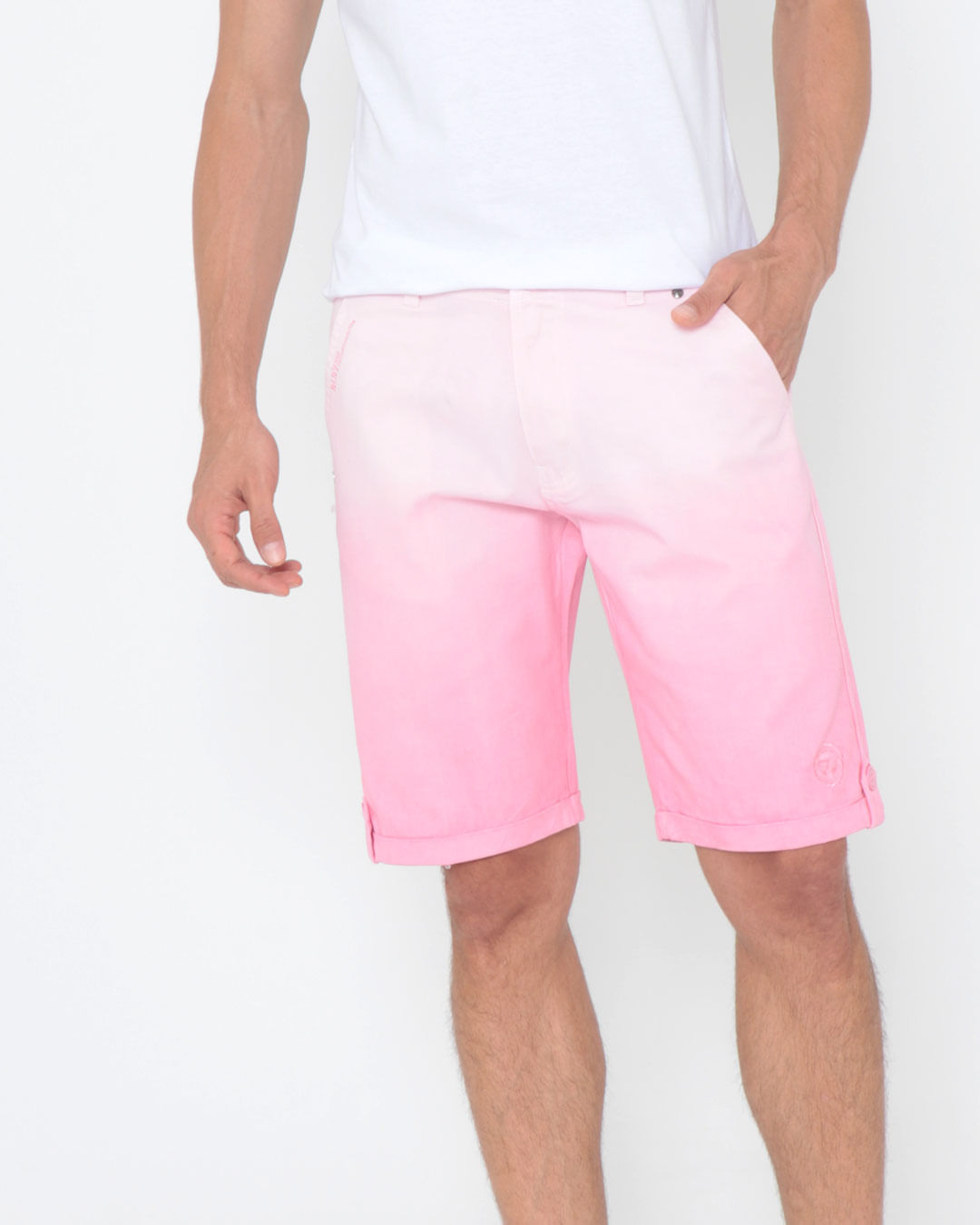 Bermuda Masculina Sarja Degradê Rosa Claro|Lojas Torra