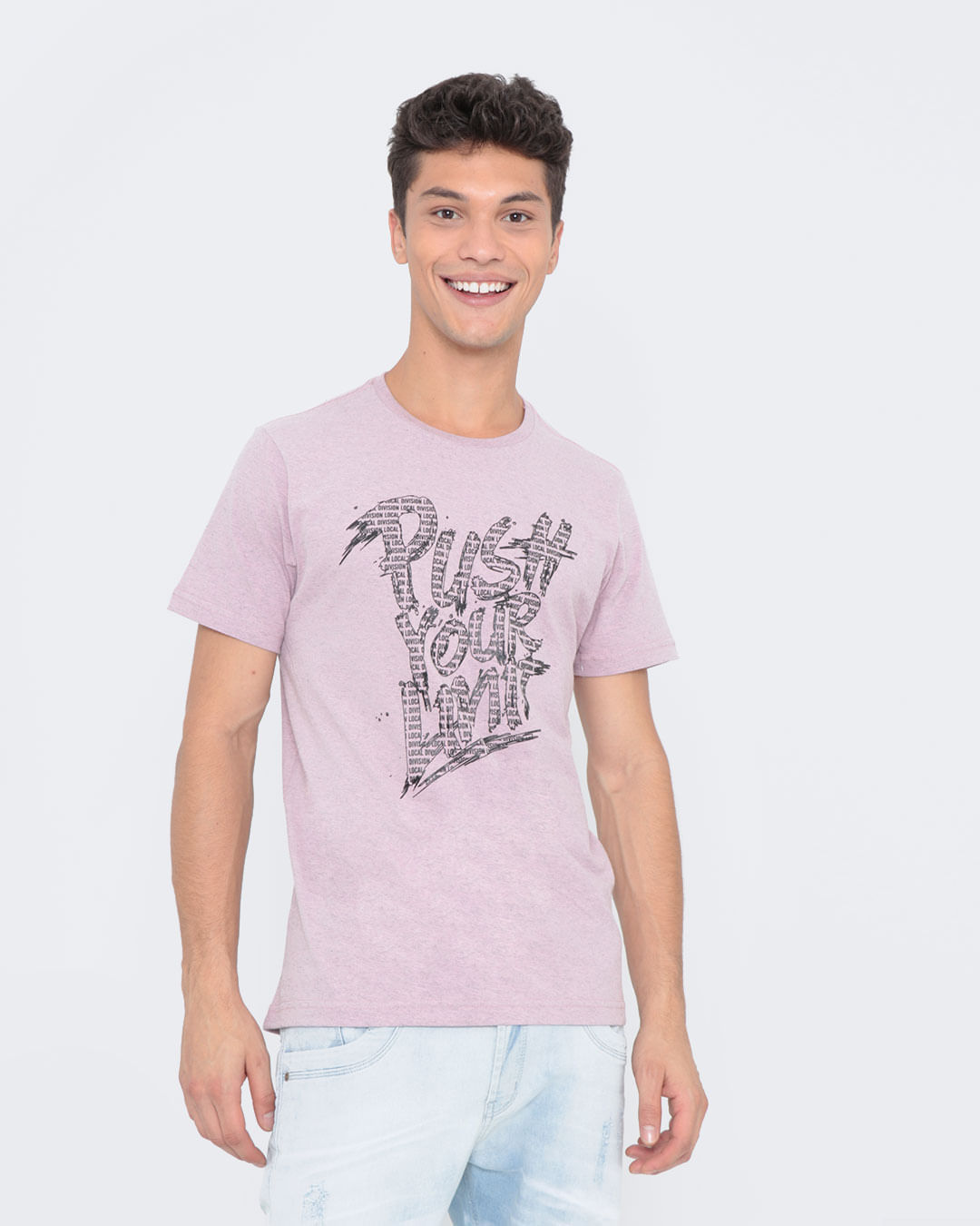 Camiseta Masculina Estampada Mescla Rosa | Lojas Torra