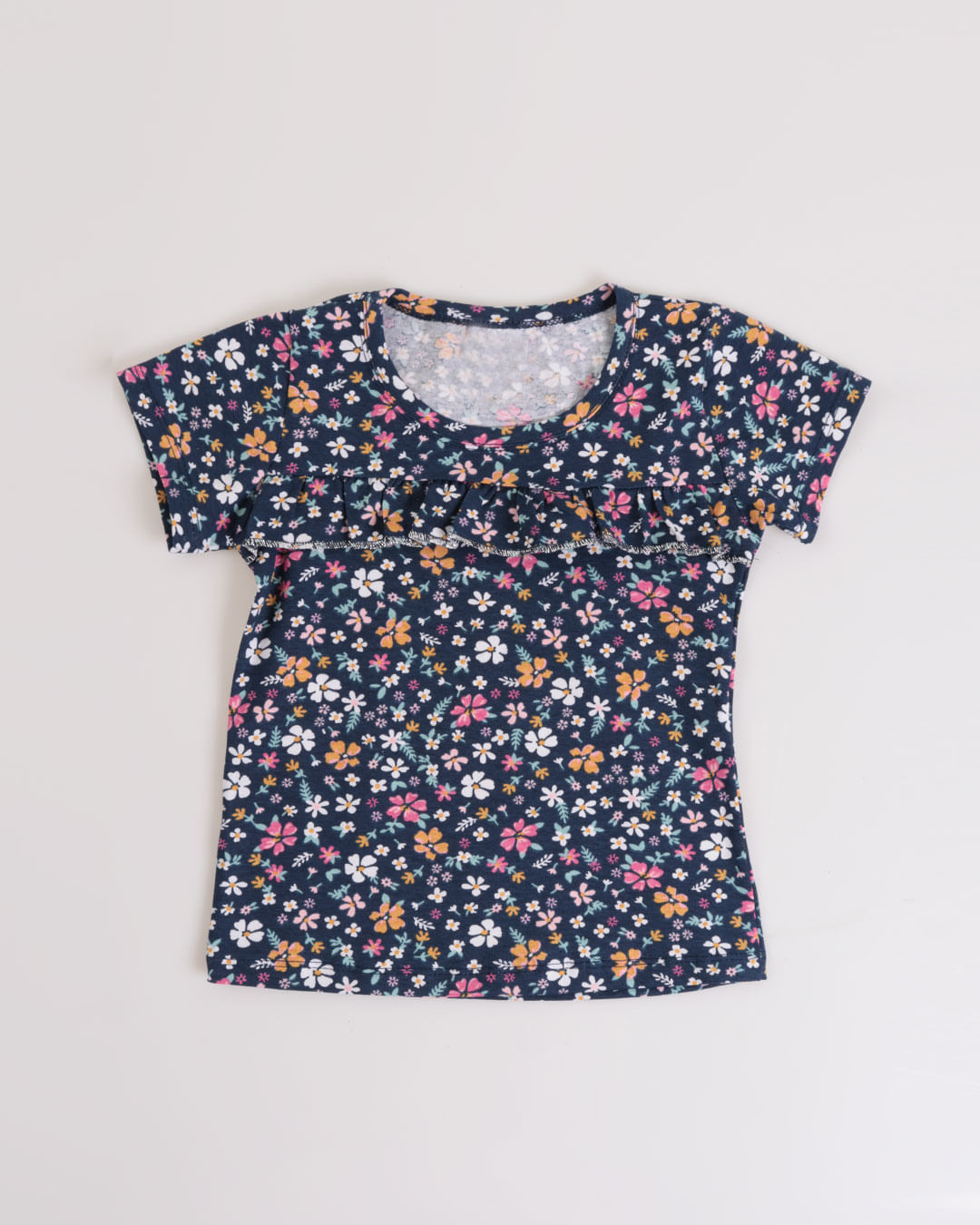 Blusa bebê babado floral azul marinho | Lojas Torra