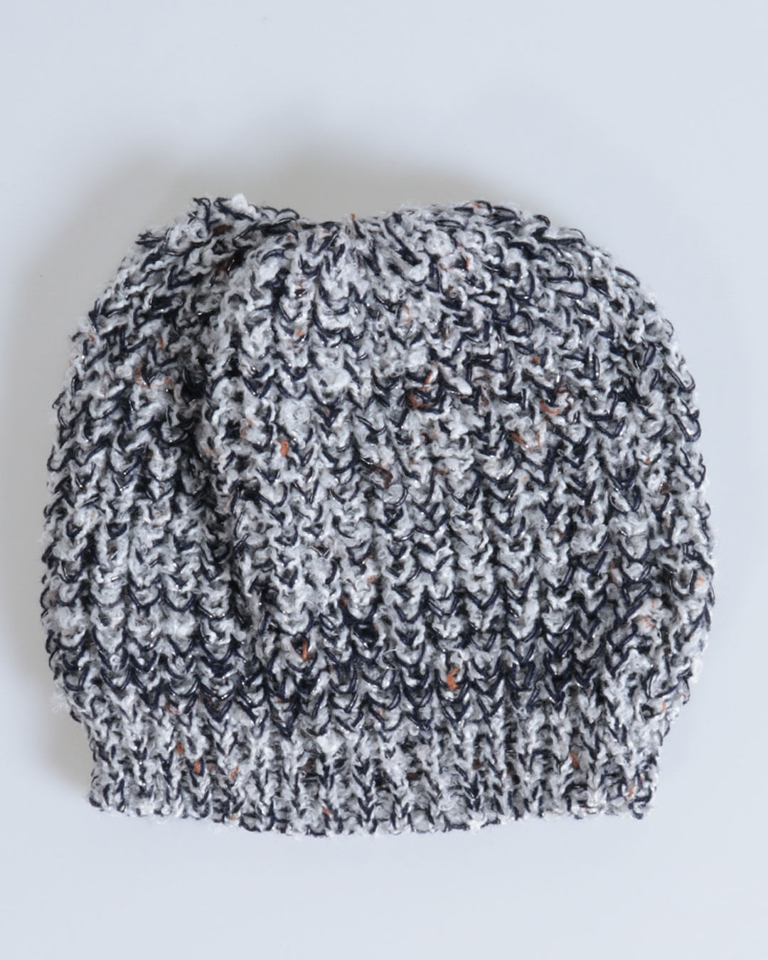 Gorro Tricot Com Lurex Branco e Marinho | Lojas Torra
