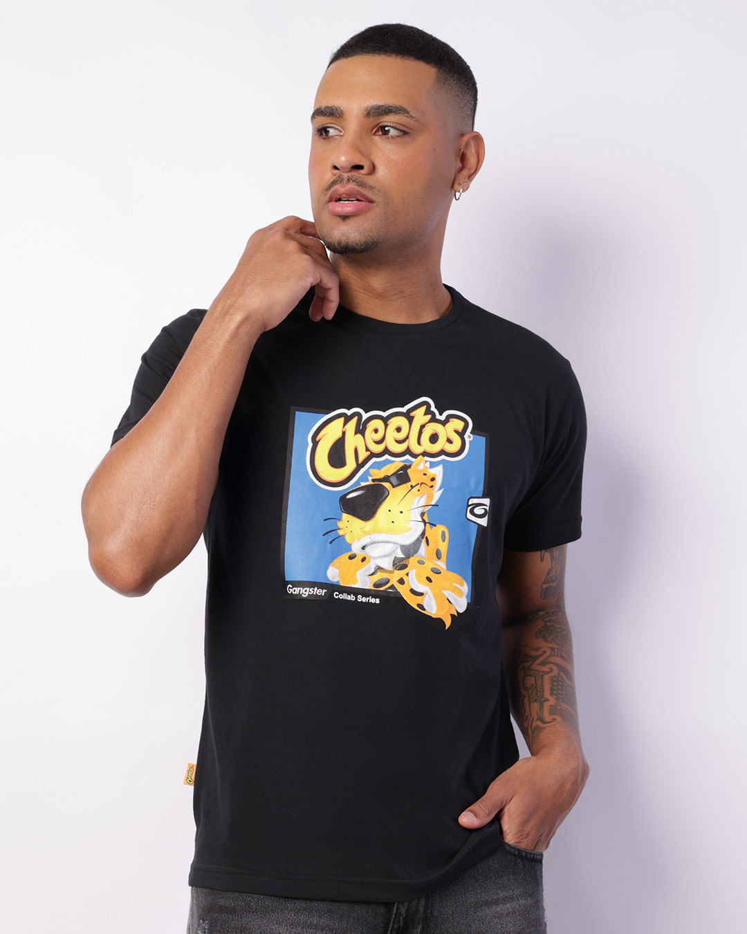 Camiseta Masculina Manga Curta Gangster Cheetos Preta