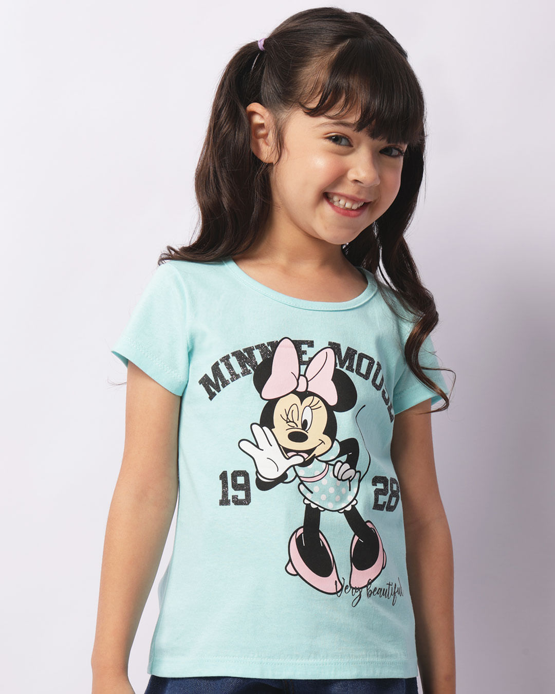 Blusa Infantil Disney Estampa Minnie Manga Curta Verde