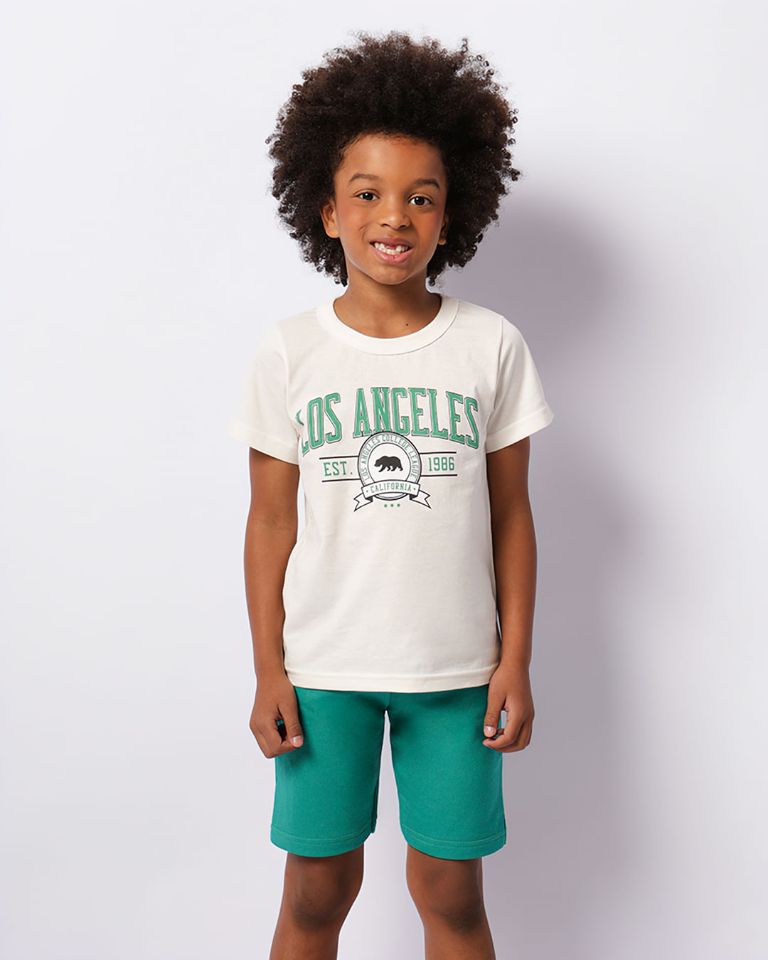 Conjunto Infantil Curto Estampa Los Angeles 1986 Off White