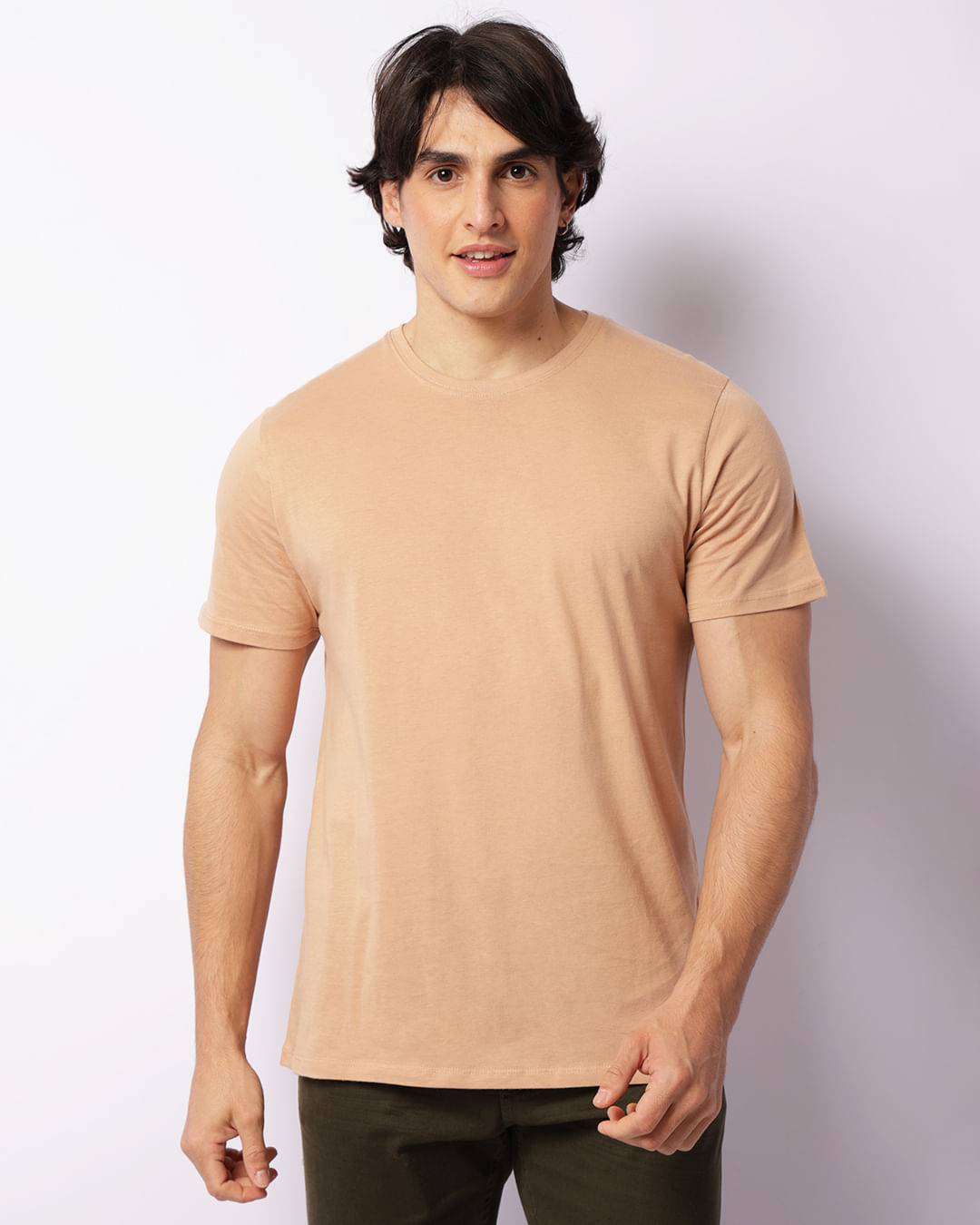 Camiseta Masculina Premium Manga Curta Bege