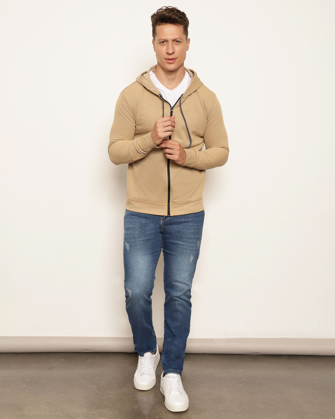 Calça Jeans Masculina Slim Vizzy Puídos Azul