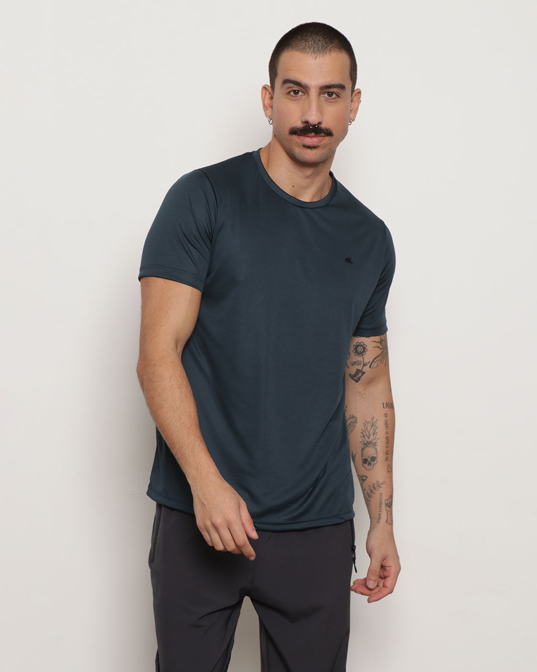 Camiseta Masculina Esportiva Gangster Dry Fit Manga Curta Azul