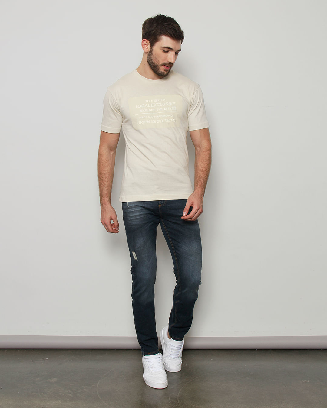 Calça Jeans Masculina Slim Destroyed Azul Escuro