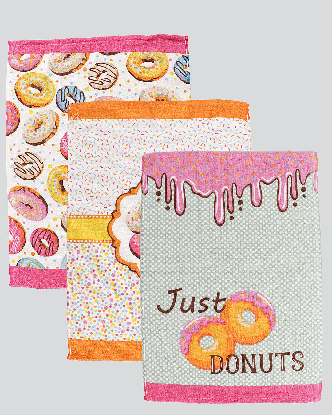 Kit Pano Copa Teka 40x65 3 Peças Estampa Donuts Colorido