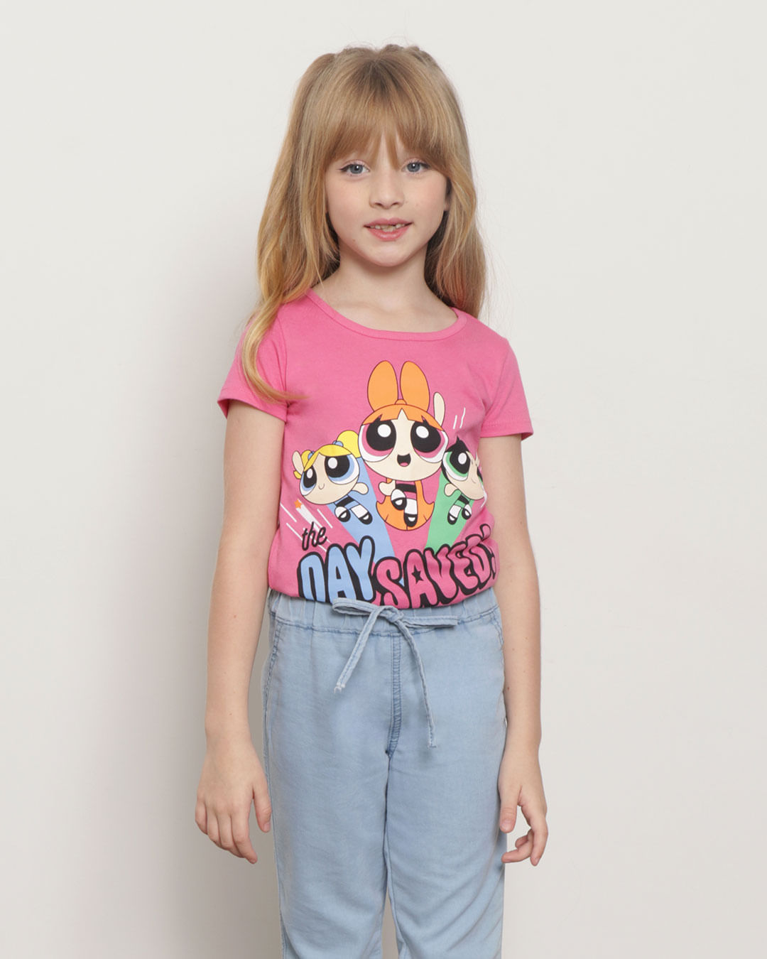 Blusa Infantil Manga Curta Cartoon Network As Meninas Superpoderosas Rosa