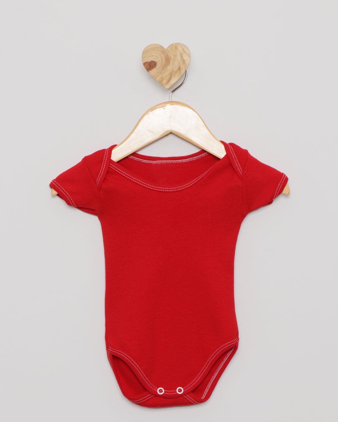 Body Bebê Manga Curta Liso Básico Vermelho