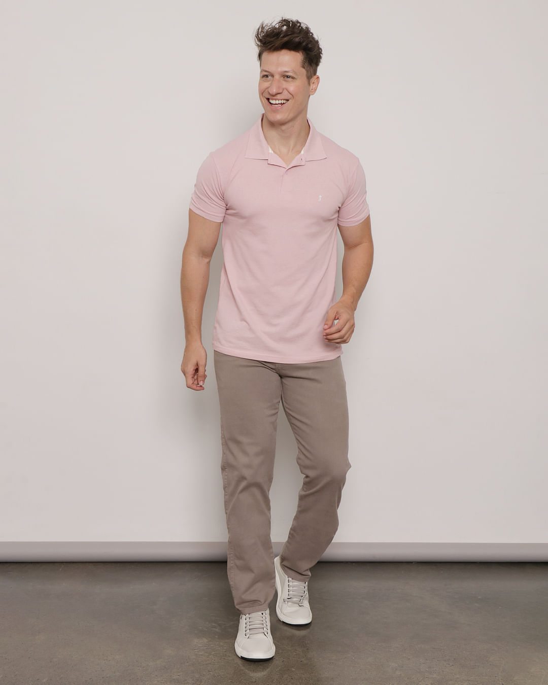 Calça Masculina Sarja Slim Bege