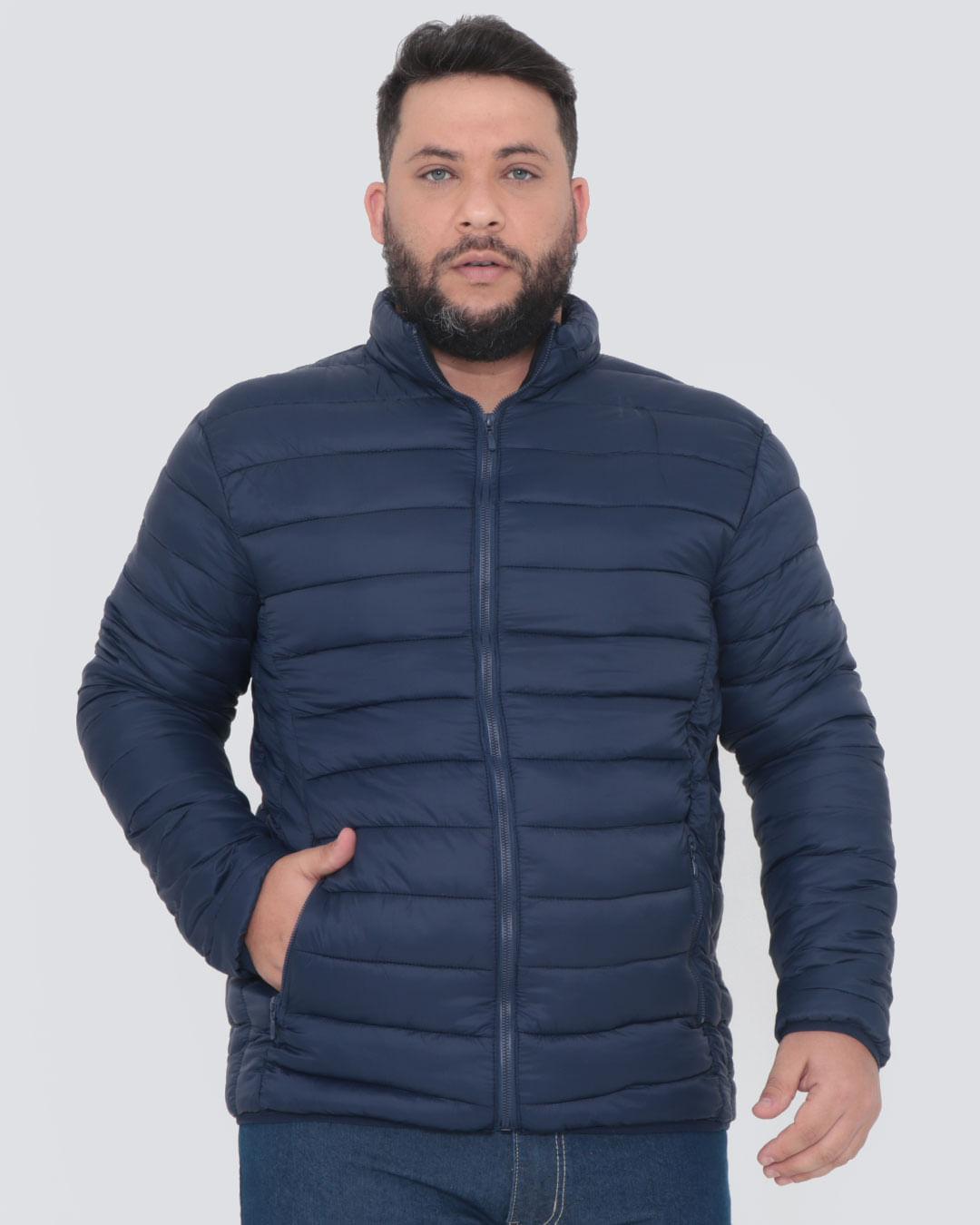 Jaqueta Masculina Pluffer Plus Size Básica Azul Marinho | Lojas Torra