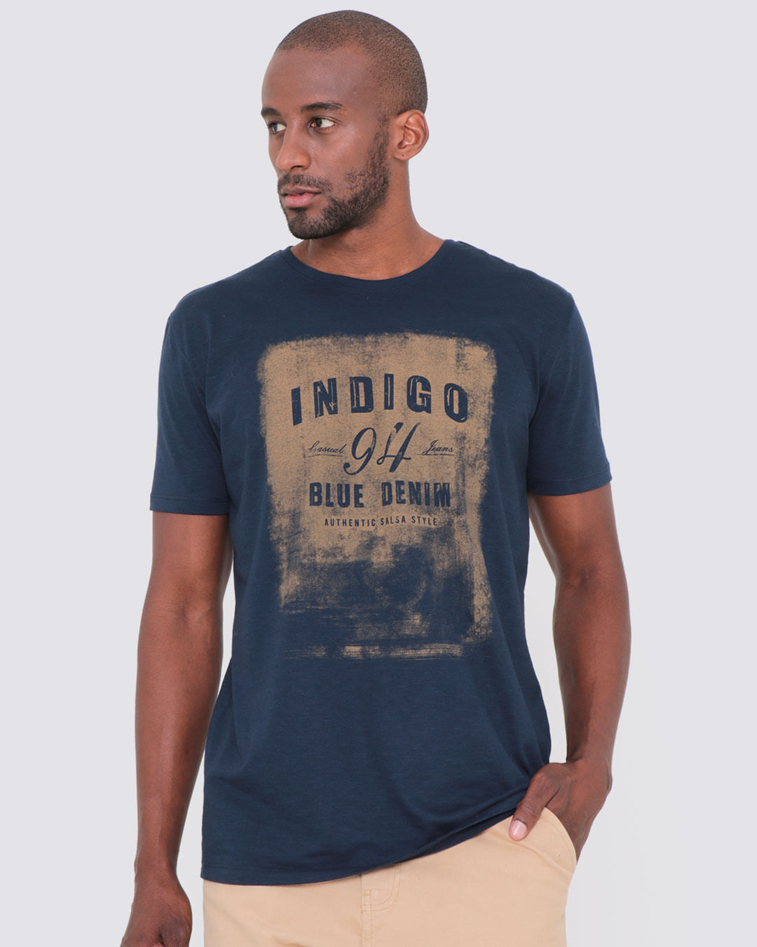 Camiseta Com Estampa Indigo Manga Curta Azul Marinho | Lojas Torra