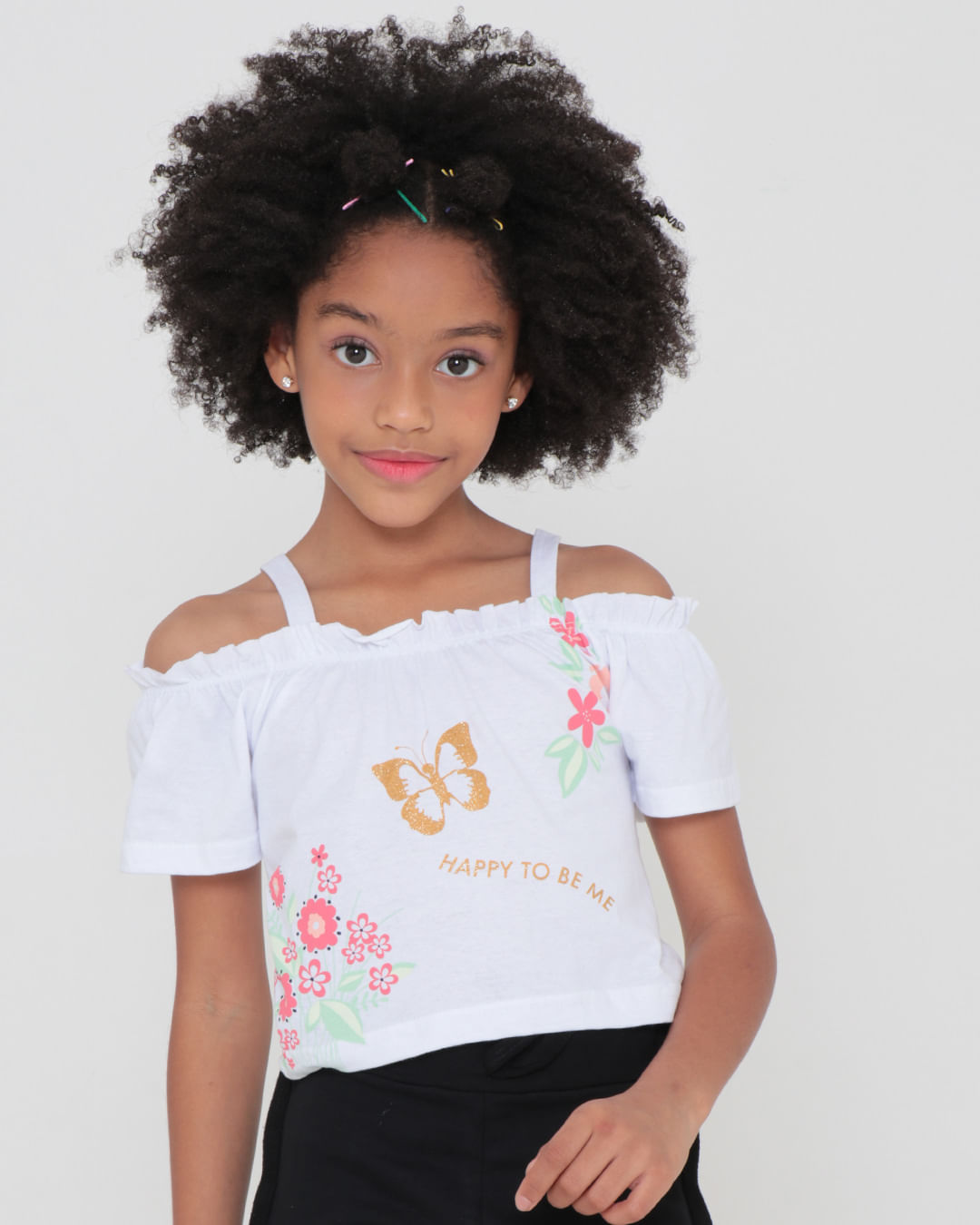 Blusa Infantil Ciganinha Estampa Floral Malha Branca | Lojas Torra