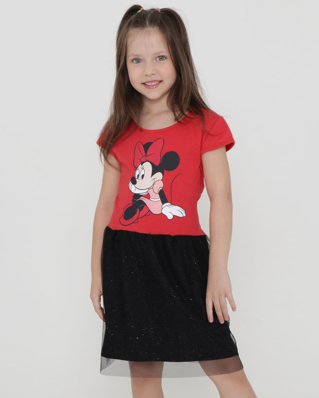 Vestido Infantil Com Tule E Glitter Minnie Disney Vermelho | Lojas ...