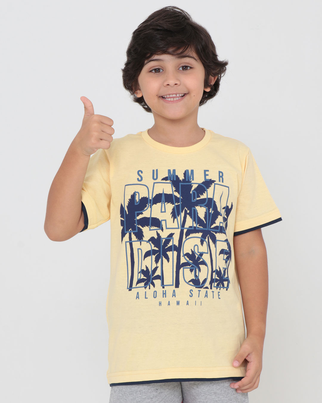 Camiseta Infantil Estampa Tropical Amarelo Claro | Lojas Torra