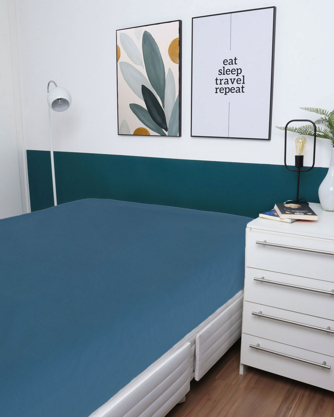 Lençol Com Elástico Casal Premier Indigo Andreza Azul | Lojas Torra