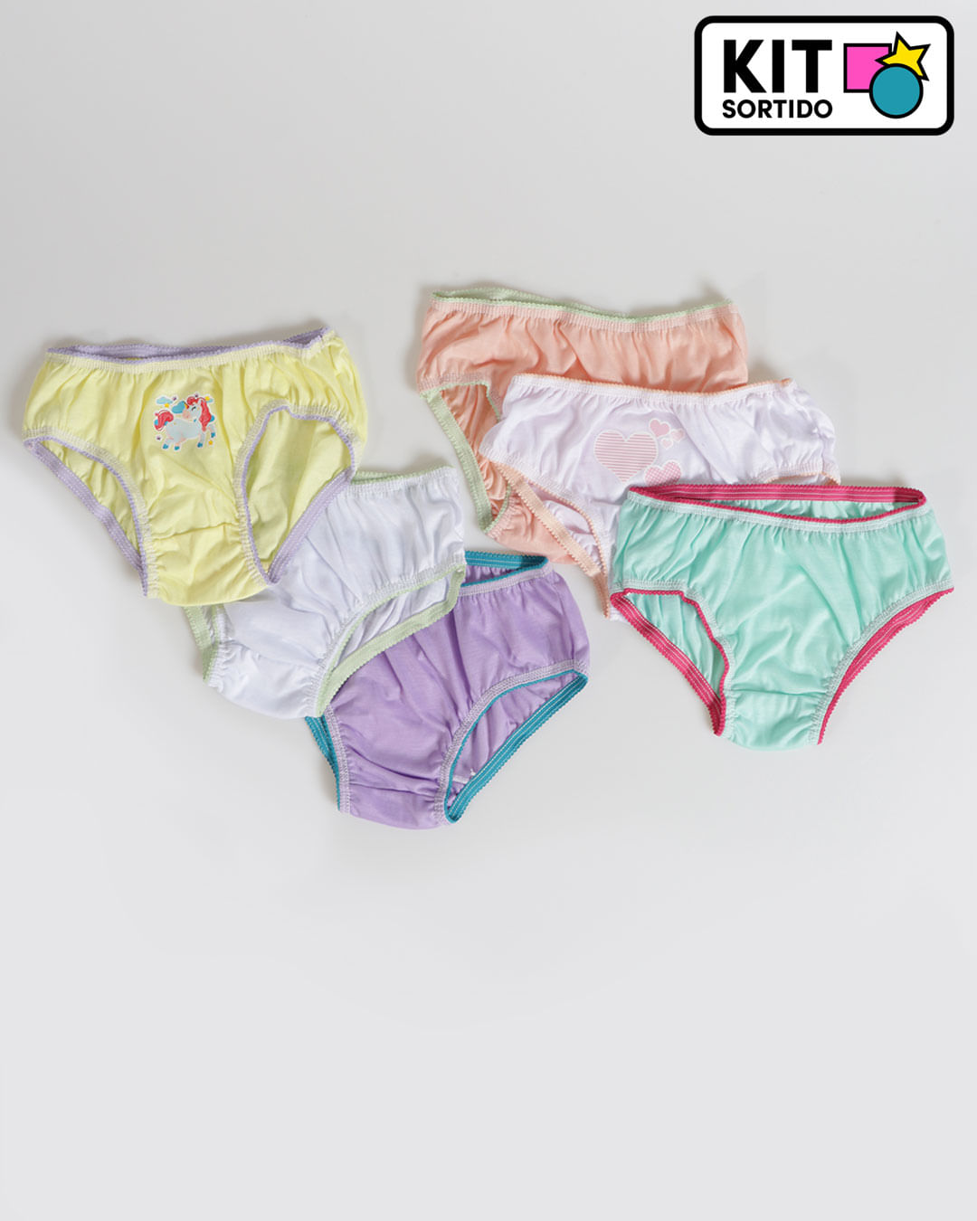 Kit 3 Calcinhas Juvenil Básica Estampa e Cores Sortidas Tamanho 12 ...