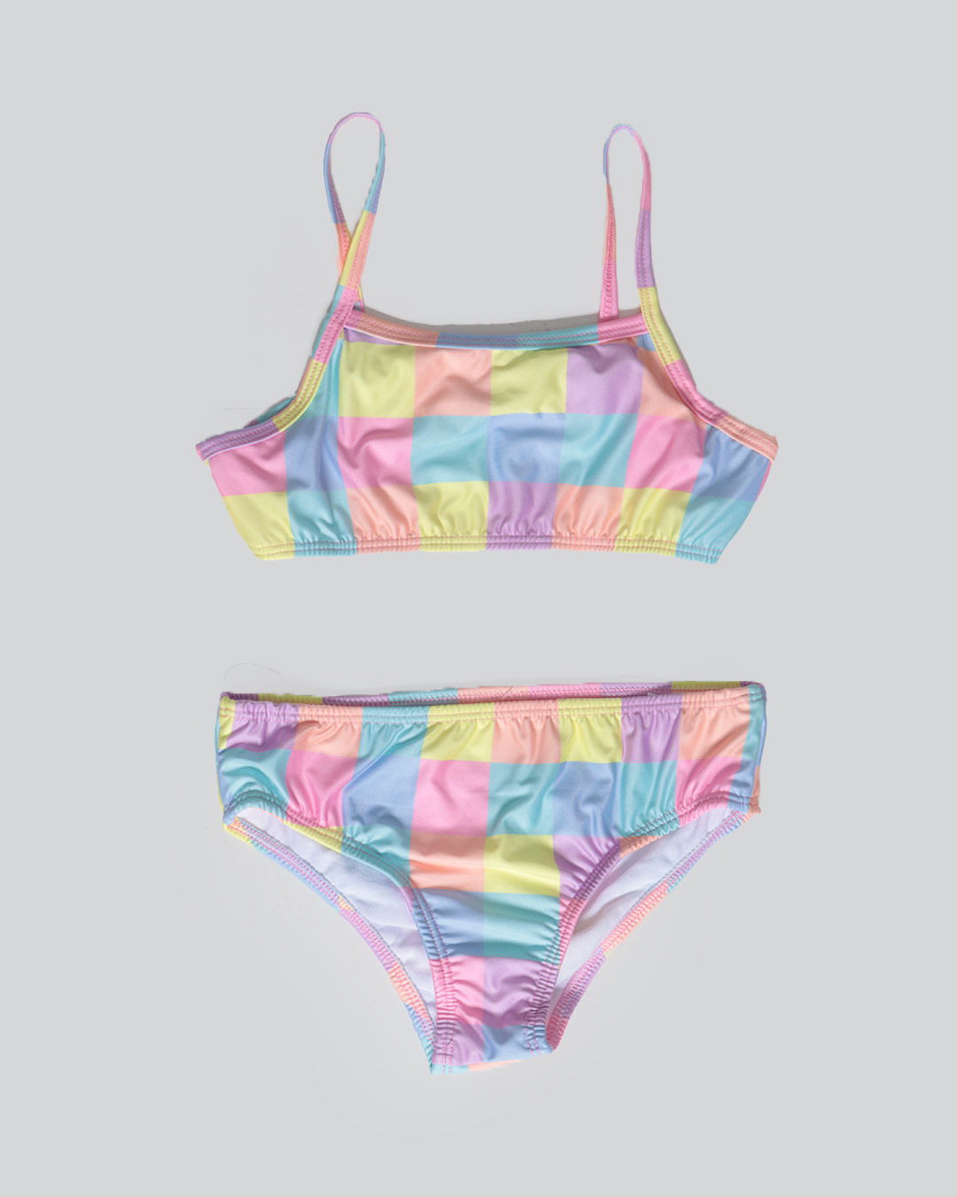 Biquíni Infantil Kamylus Quadriculado Pastel Rosa