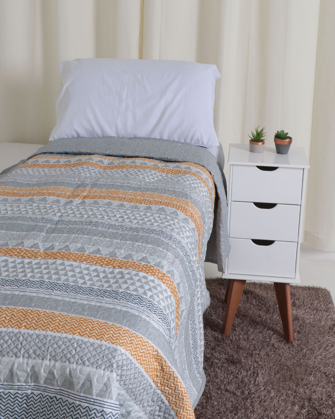 Colcha Solteiro Ultrassônica Caprice Roger Andreza Cinza | Lojas Torra