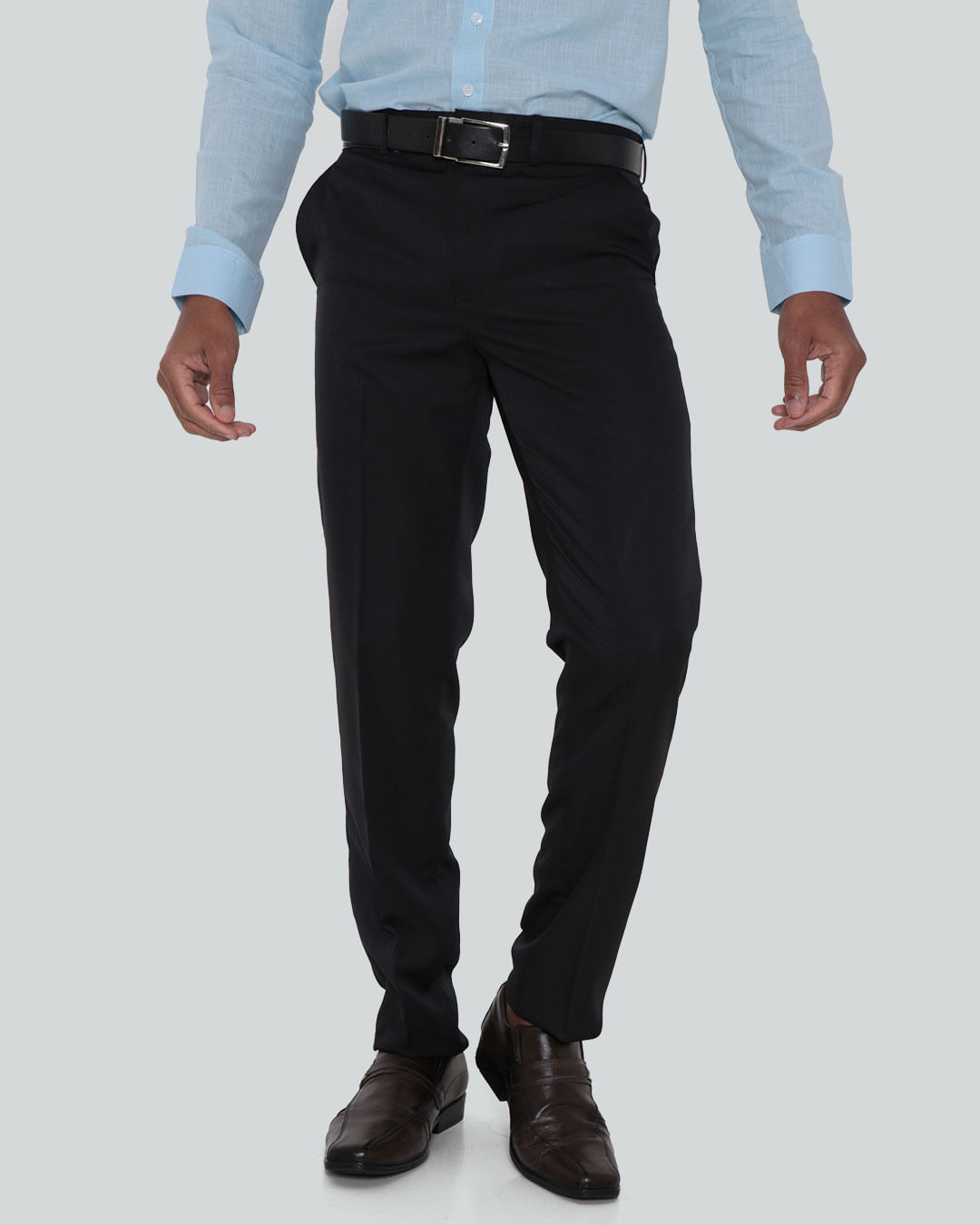 Calça Masculina Social Slim Risca de Giz Preta | Lojas Torra