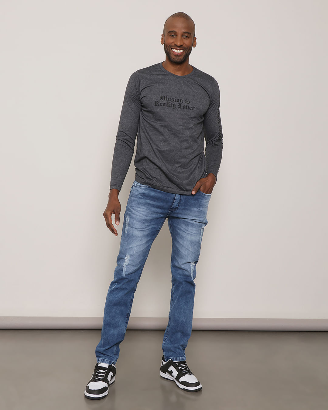 Calça Jeans Masculina Slim Destroyed Azul