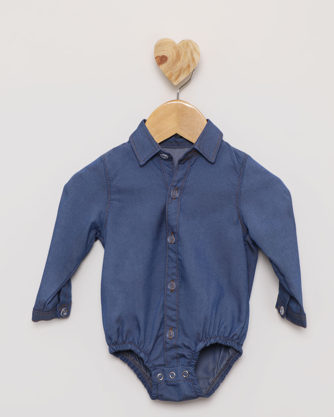 Body Bebê Camisa Manga Longa Viscose Jeans