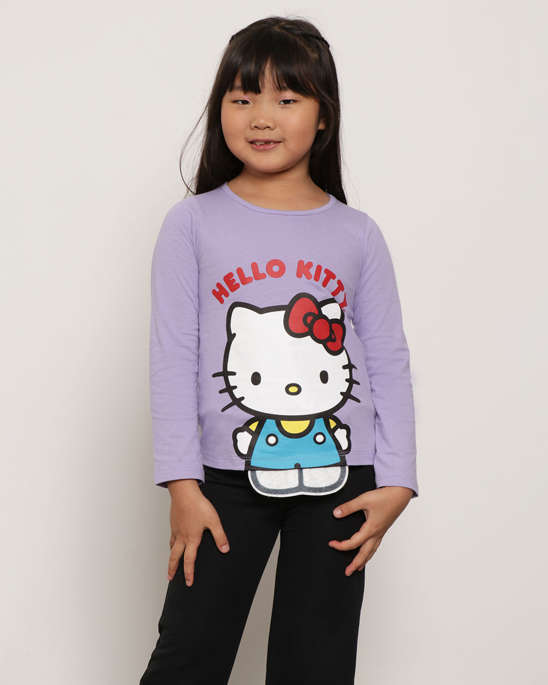 Blusa Infantil Estampa Interativa Hello Kitty Lilás