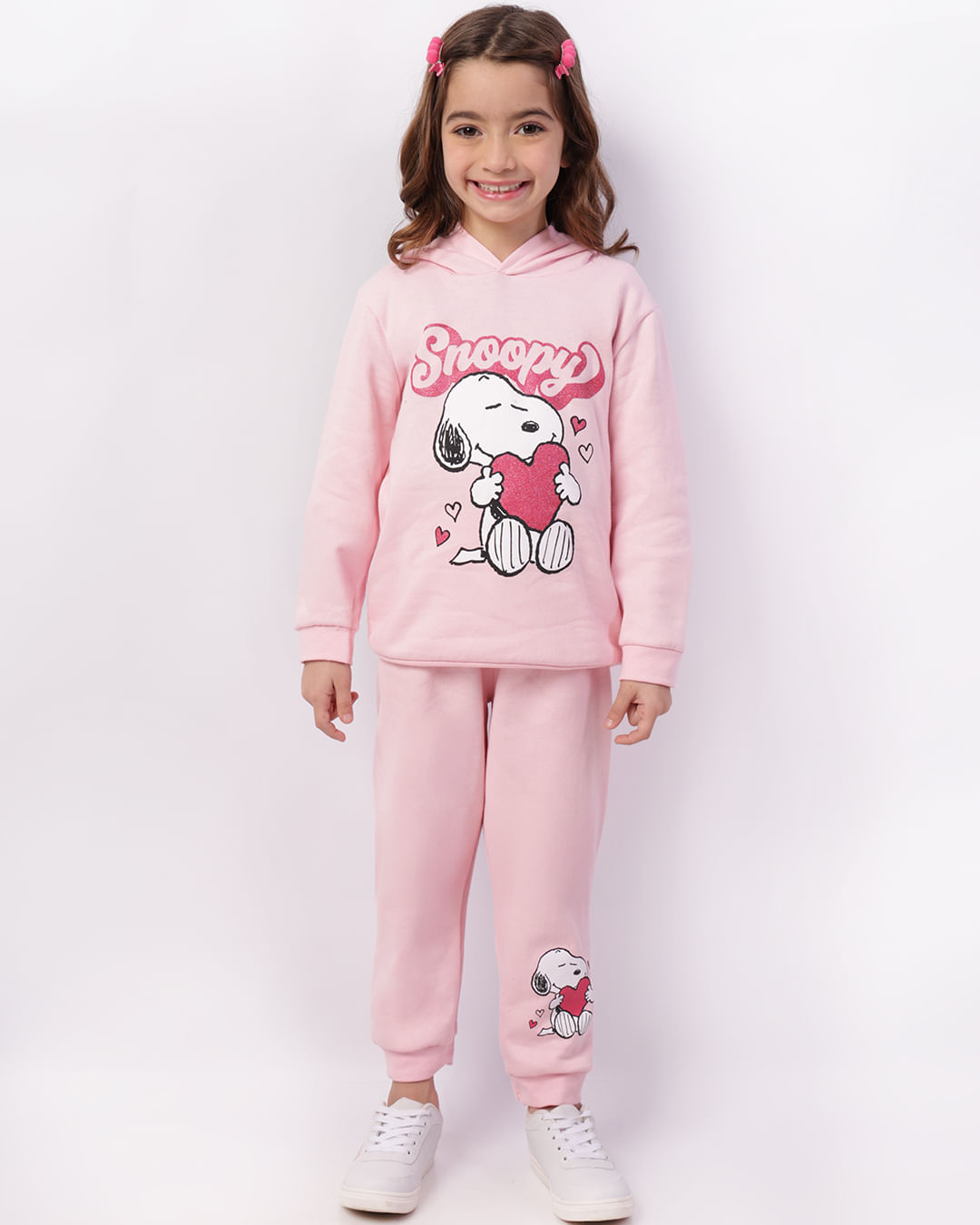 Conjunto Moletom Infantil Estampa Snoopy Rosa