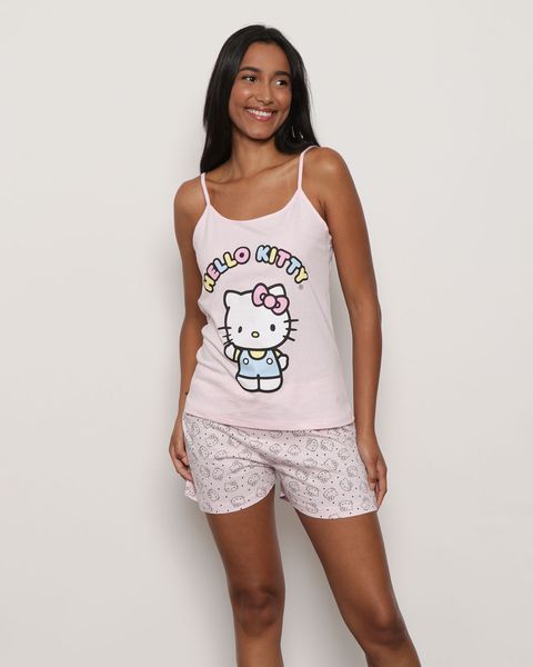 Pijama Feminino Curto Estampa Hello kitty Rosa