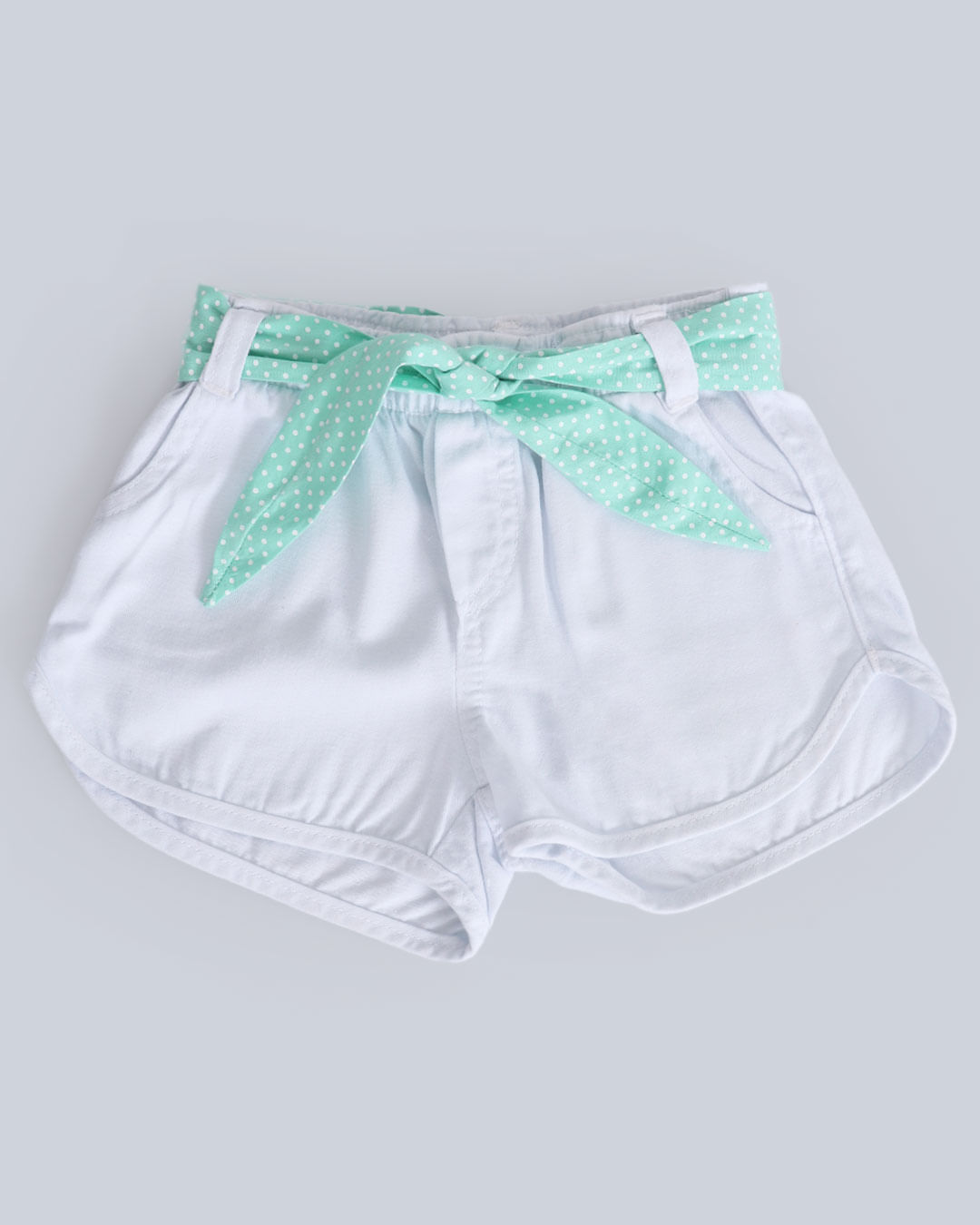 Short Bebê Sarja Boxer Cinto Branco
